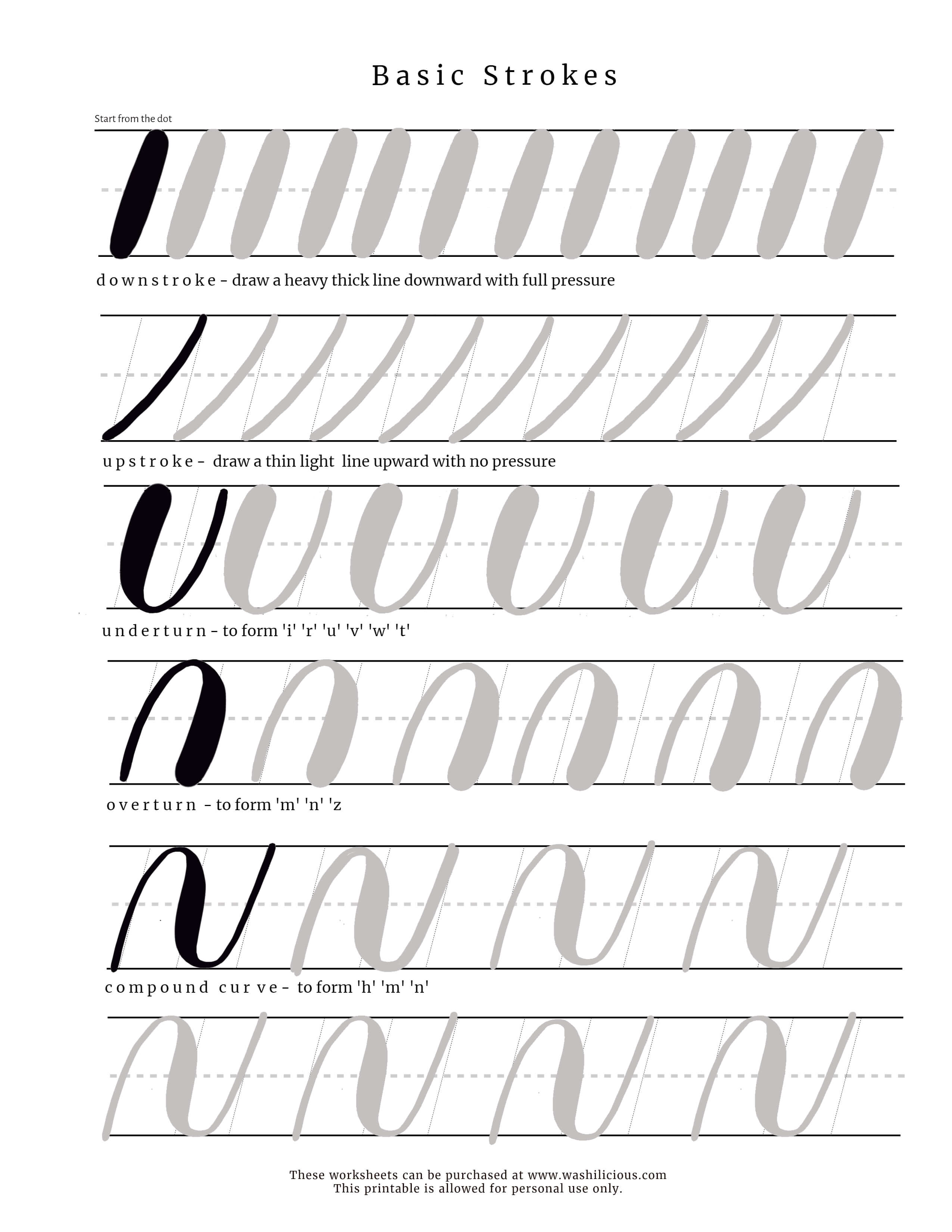 Brush Calligraphy Worksheets